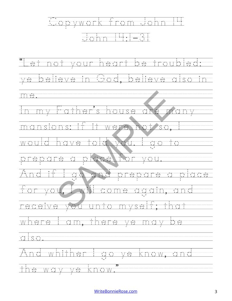 Copywork from John 14 Print Version | Made By Teachers