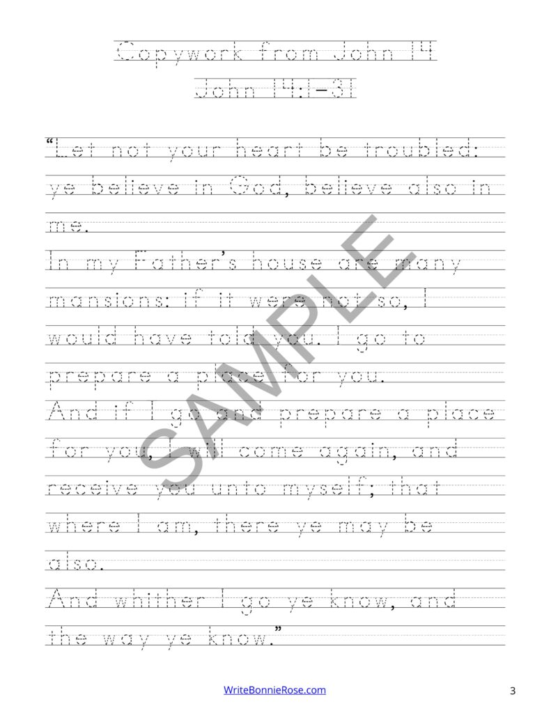 Copywork from John 14 Print Version | Made By Teachers