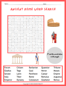 Ancient Rome Word Search - Ancient Rome Words Puzzles | Made By Teachers