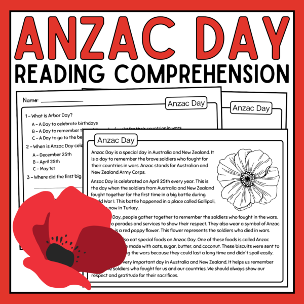 Anzac Day Reading Comprehension Passage | Anzac Day Reading Passage ...