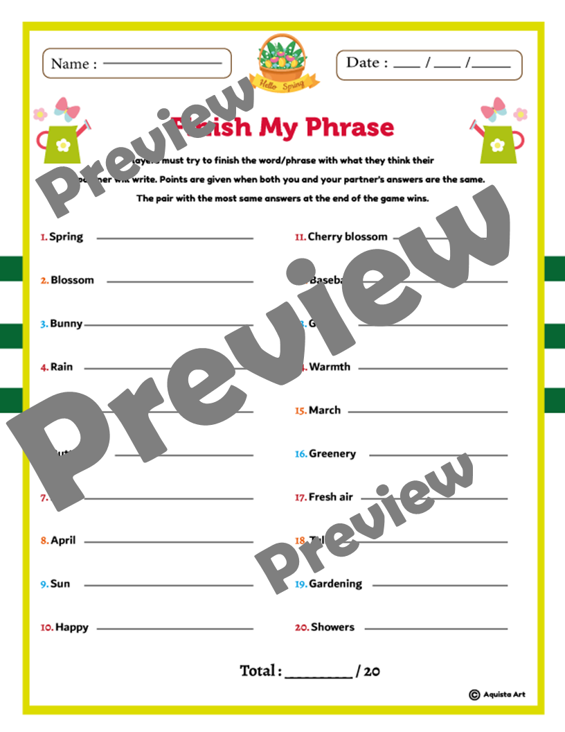 Spring Finish My Phrase Game ! A Fun and Educational Game for Kids ...