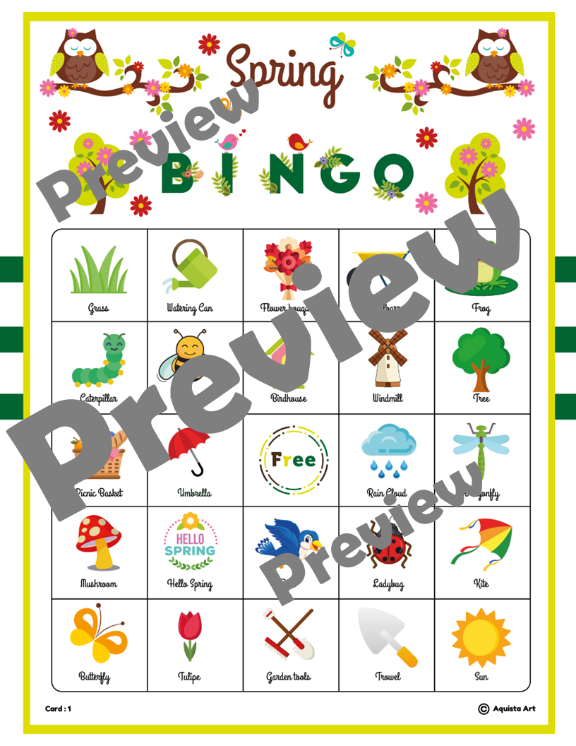 Spring Bingo Game Cards : A Fun and Educational Game for Kids | Made By ...