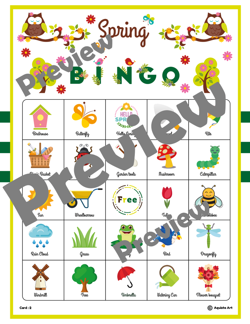 Spring Bingo Game Cards : A Fun and Educational Game for Kids | Made By ...