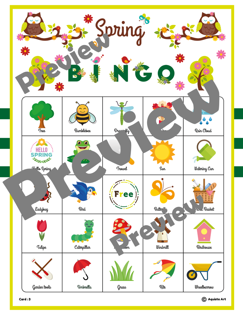 Spring Bingo Game Cards : A Fun and Educational Game for Kids | Free ...