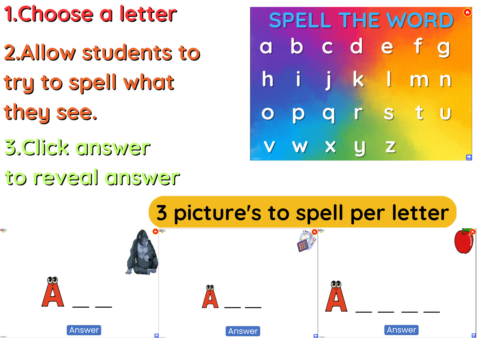 Alphabet ABC flashcards set-PowerPoint, Printable, sight words, early ...