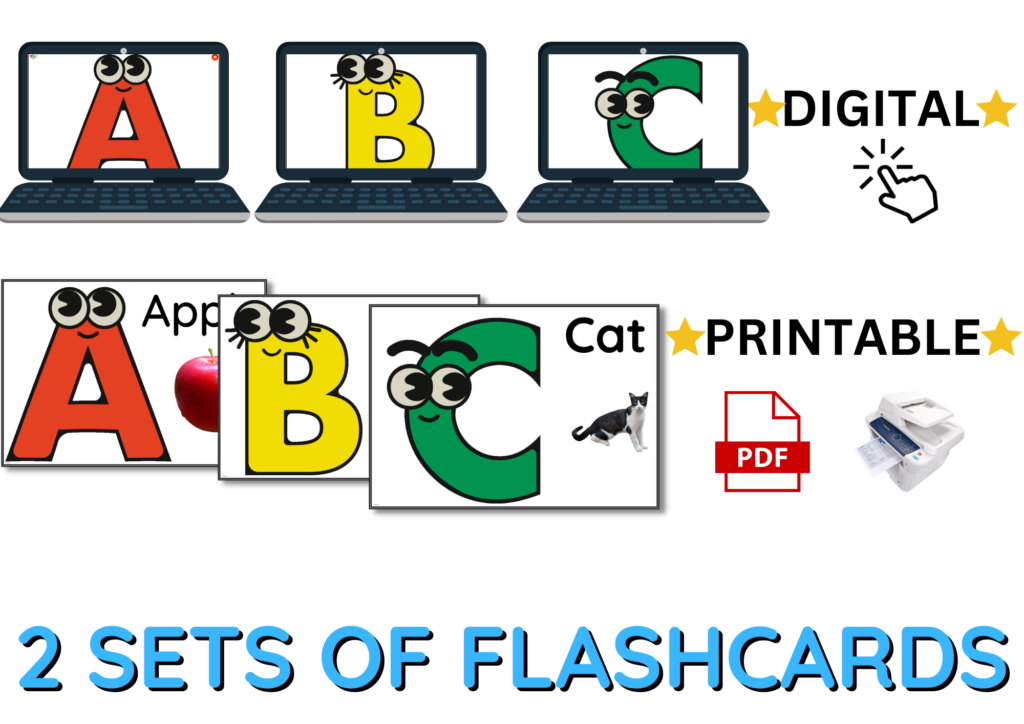 Alphabet ABC flashcards set-PowerPoint, Printable, sight words, early ...