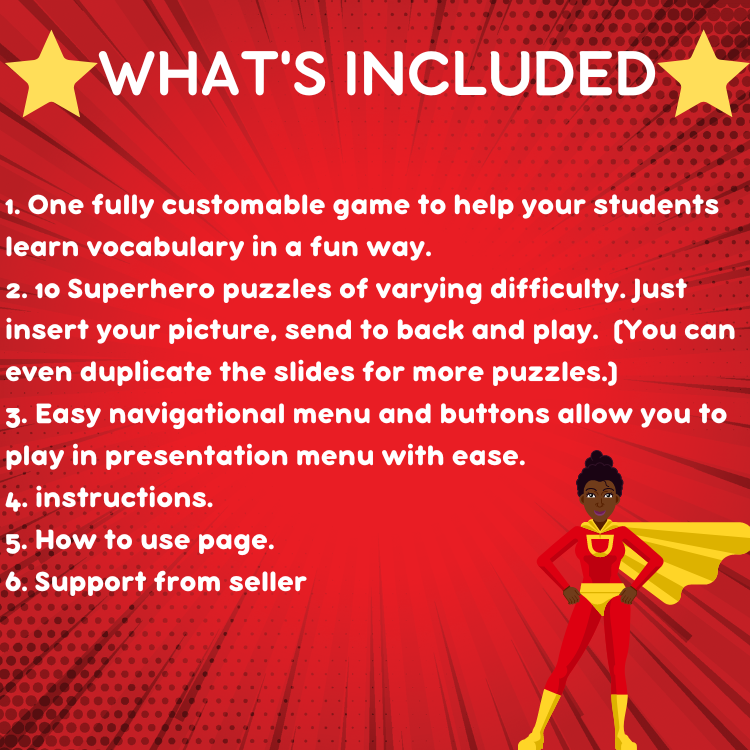 Editable reveal template Superhero game for learning Vocabulary- ESL ...