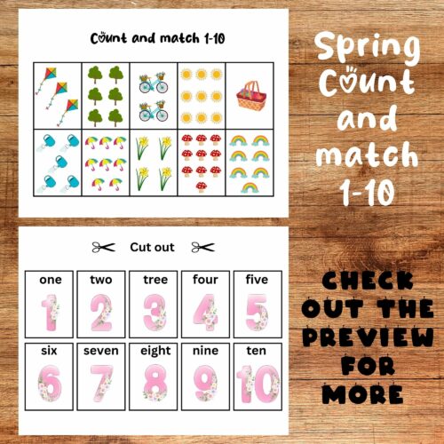 Spring Numbers Matching Game | Numbers (1-10) Clip Cards, Puzzles ...