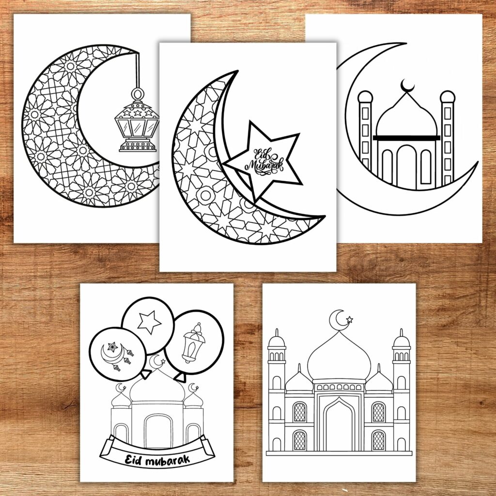 Eid Al Fitr Coloring Pages Decoration | Eid Al Fitr Decoration | Made ...