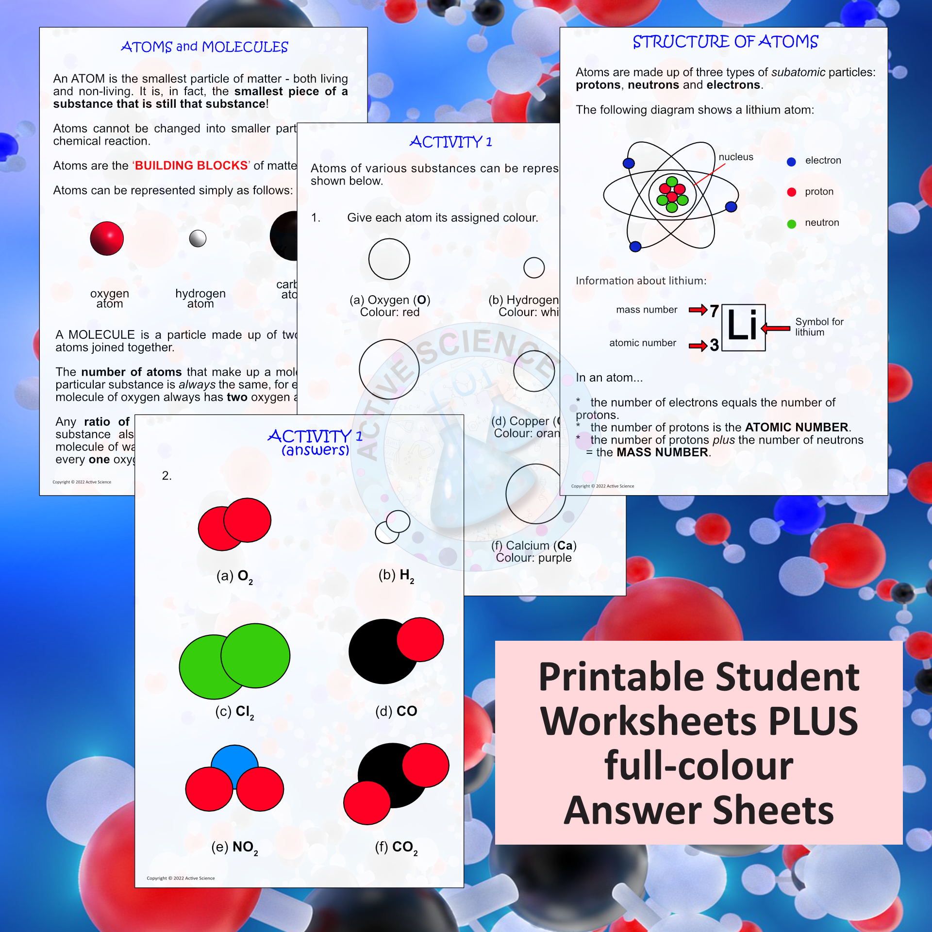Atoms and Molecules, atomic structure, reading chemical formulae | Made ...
