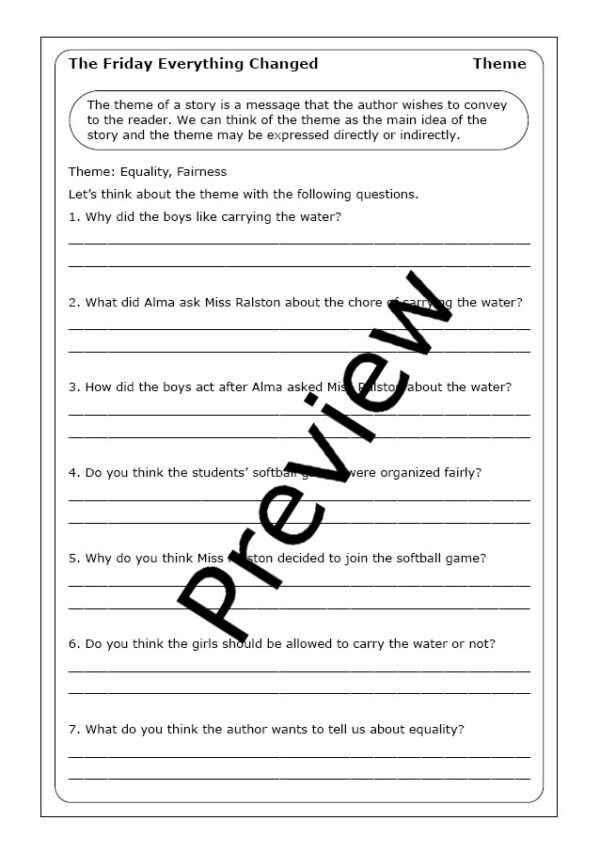 Anne Hart "The Friday Everything Changed" worksheets | Made By Teachers