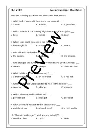 Ray Bradbury "The Veldt" worksheets | Made By Teachers