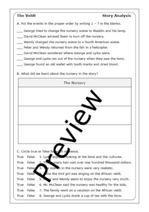 Ray Bradbury "The Veldt" worksheets | Made By Teachers
