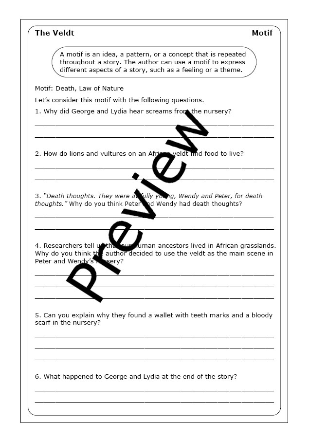 Ray Bradbury "The Veldt" worksheets | Made By Teachers
