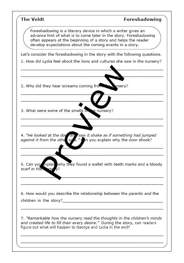 Ray Bradbury "The Veldt" worksheets | Made By Teachers