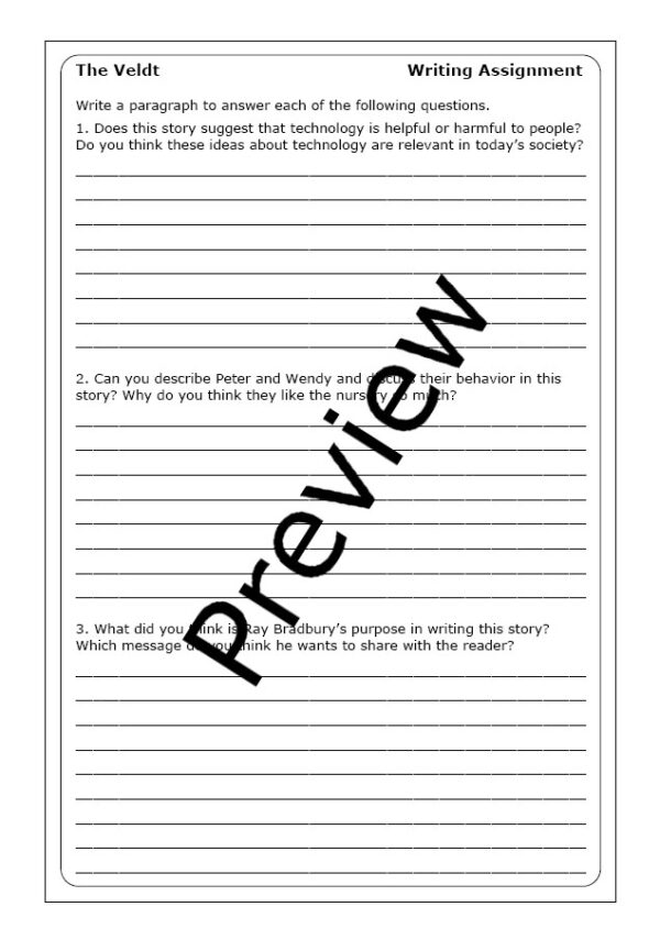 Ray Bradbury "The Veldt" worksheets | Made By Teachers