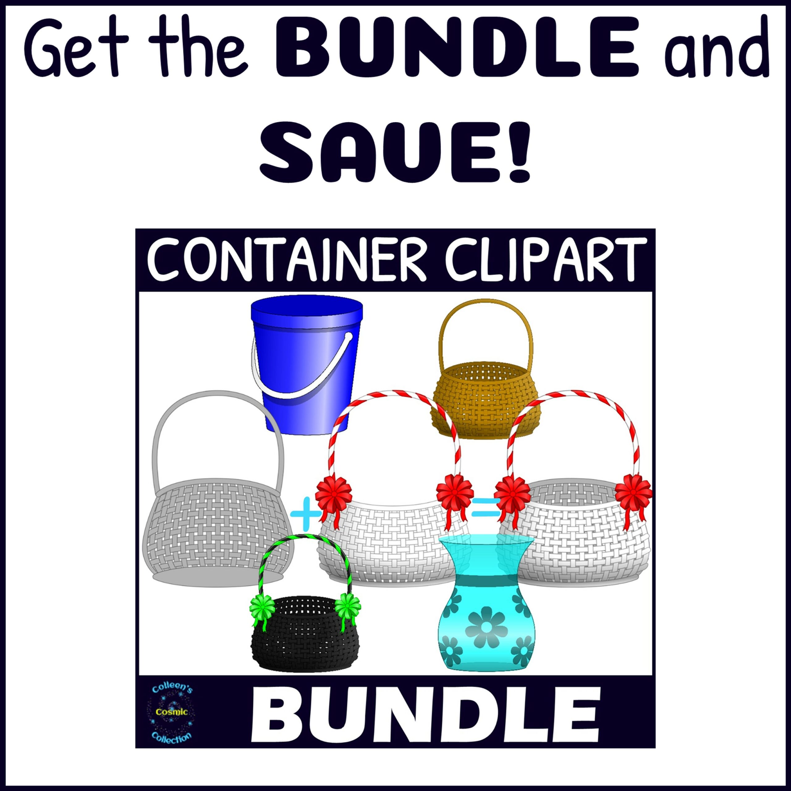 Baskets with Ribbons Clipart Containers | Made By Teachers