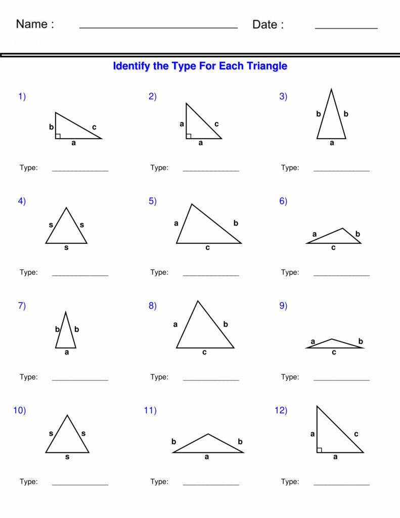Identifying Triangles Identify The Type For Each Triangle Triangle