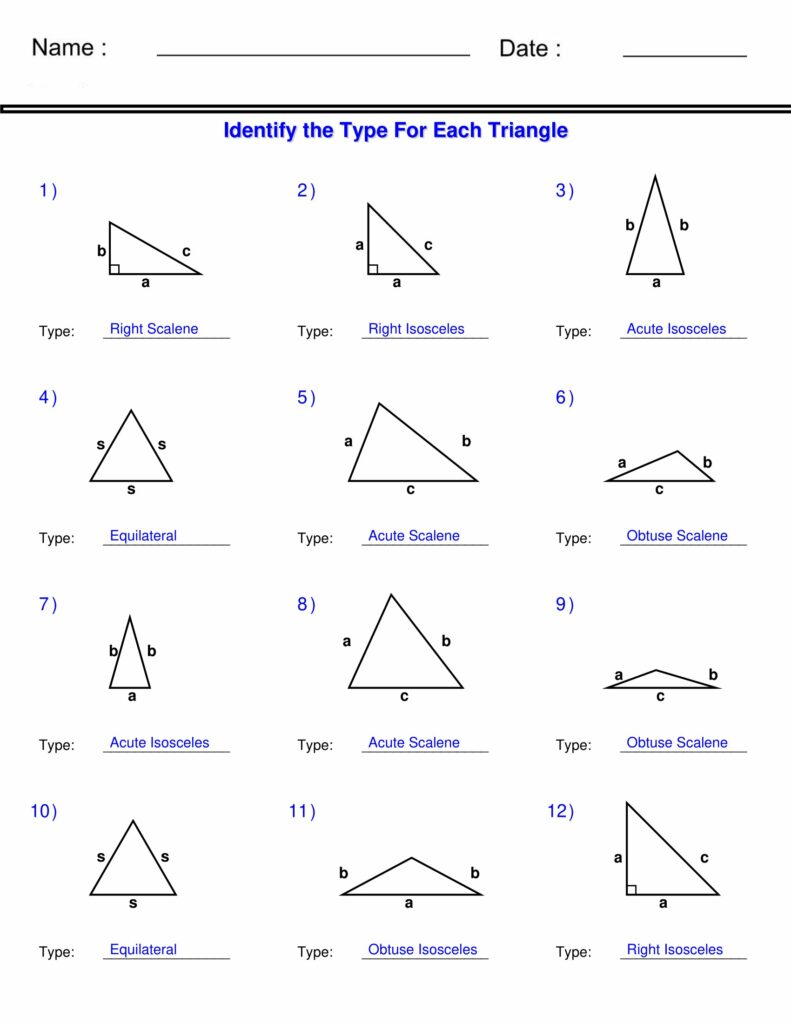 Identifying Triangles - Identify the Type For Each Triangle-Triangle ...