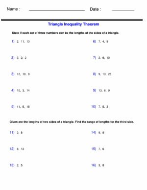 Triangle Inequality Theorem - Triangle Worksheets | Made By Teachers