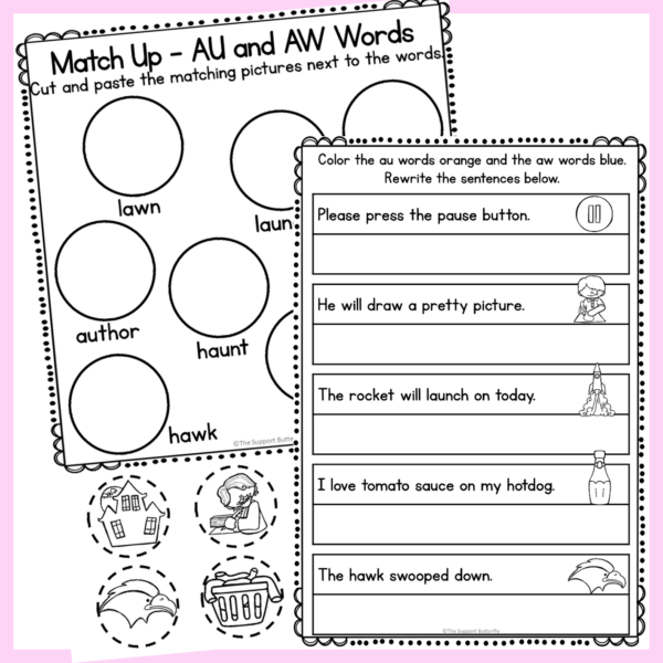 AU and AW Diphthong Worksheets | Made By Teachers