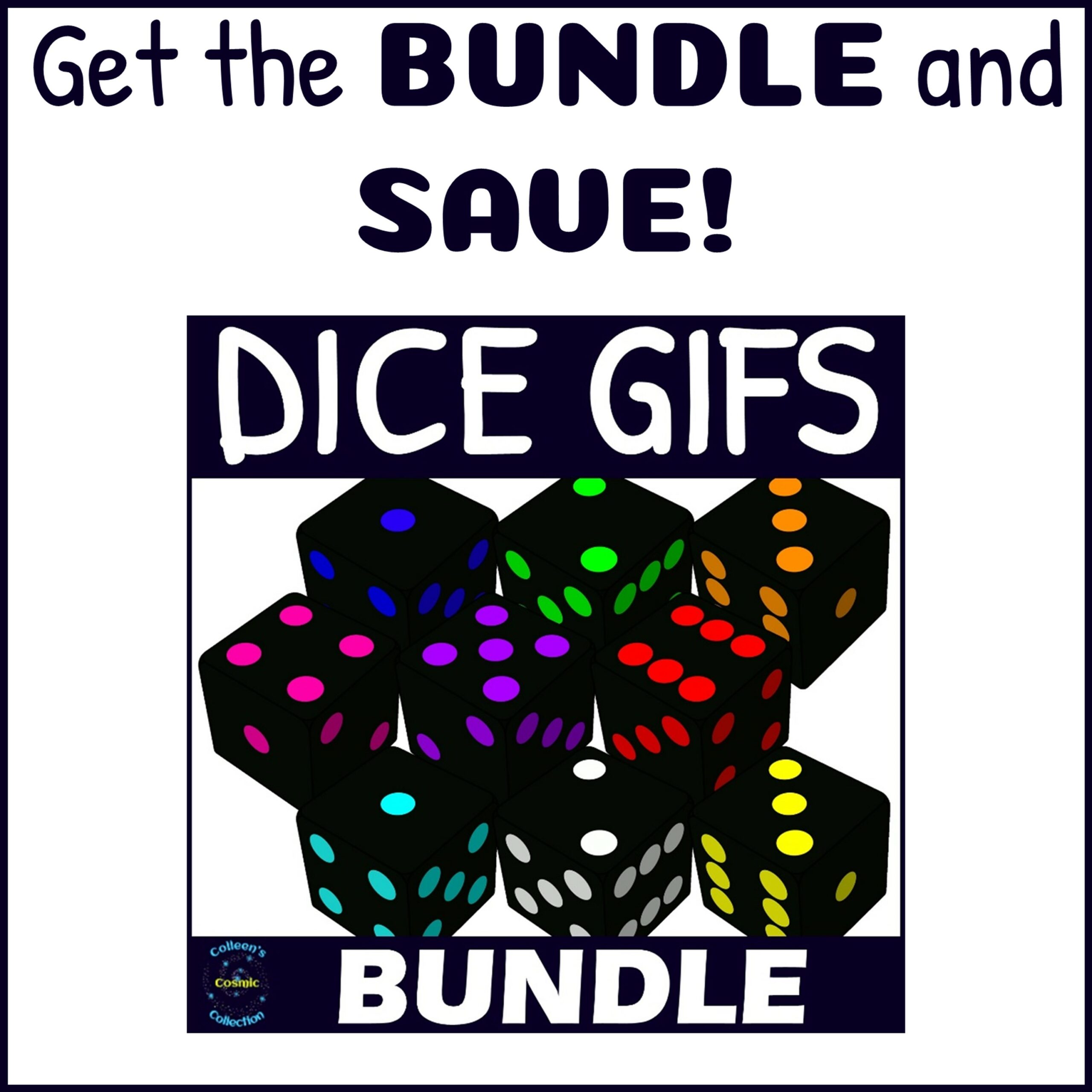 Animated GIF Dice Clipart – Black with Turq Dots | Made By Teachers