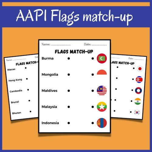 AAPI Flag Match-up | Asian Pacific American Heritage Month Matching ...