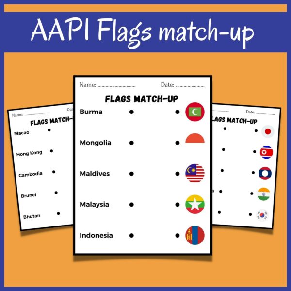 AAPI Flag Match-up | Asian Pacific American Heritage Month Matching ...