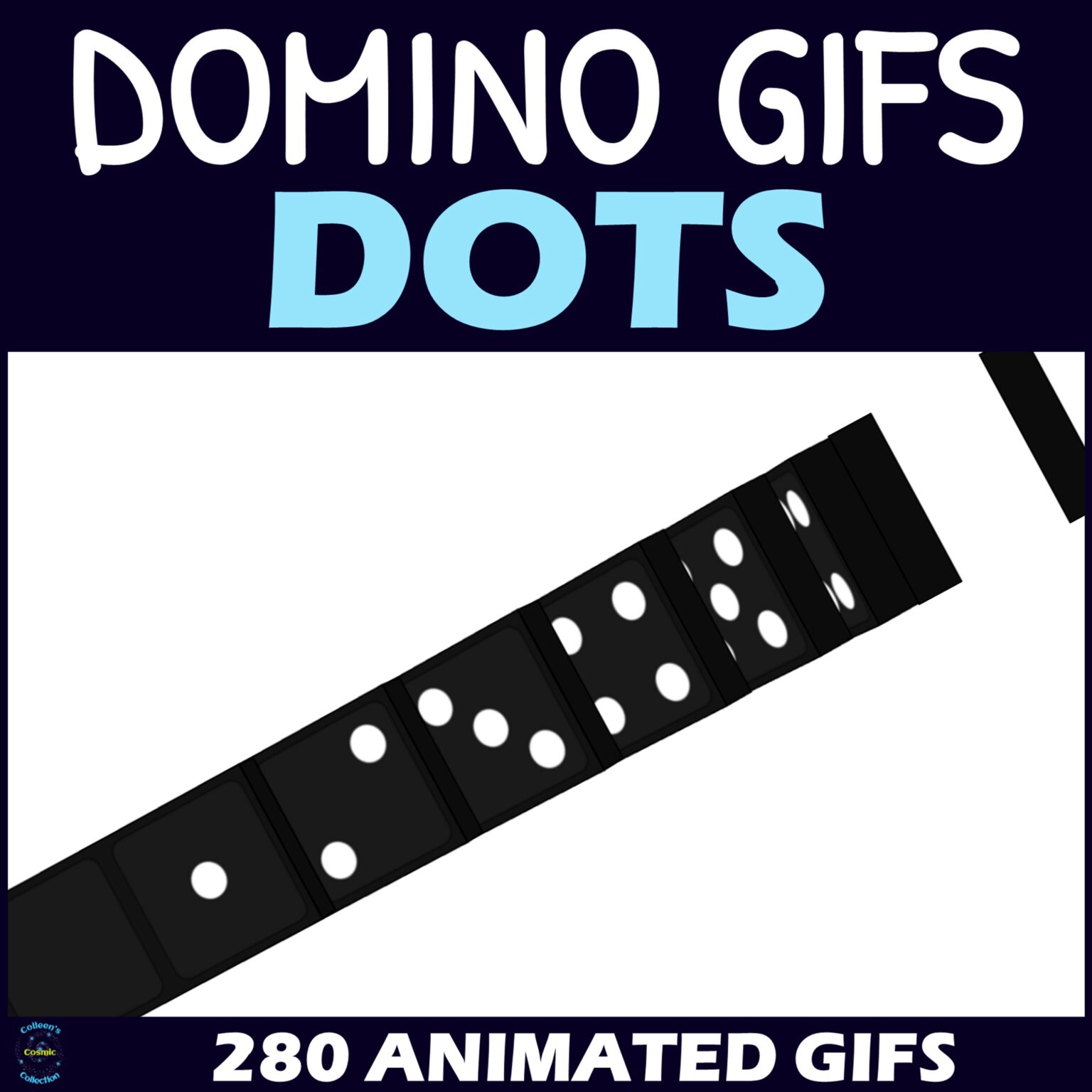 Domino GIFs - Animated Dominoes Clipart – Black with White Dots | Made ...