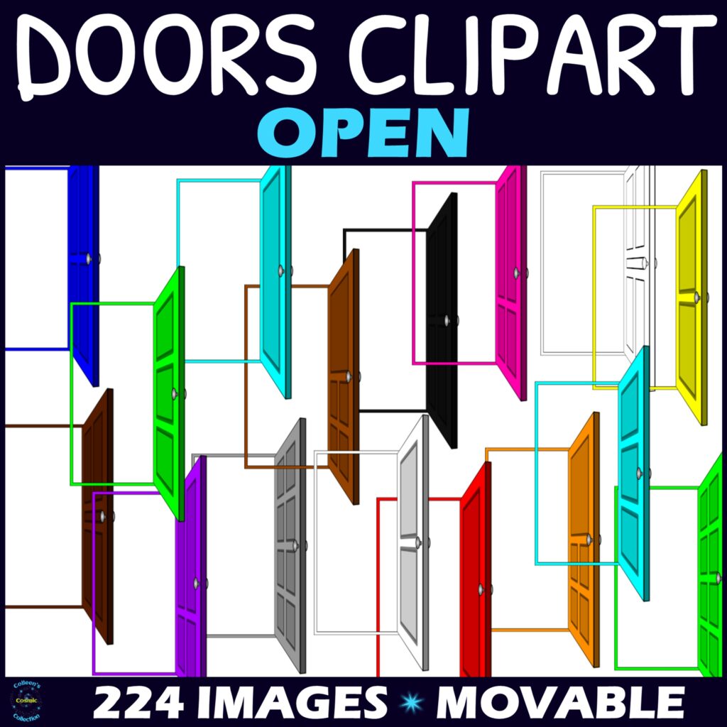 Rainbow Open Doors Clipart | Made By Teachers