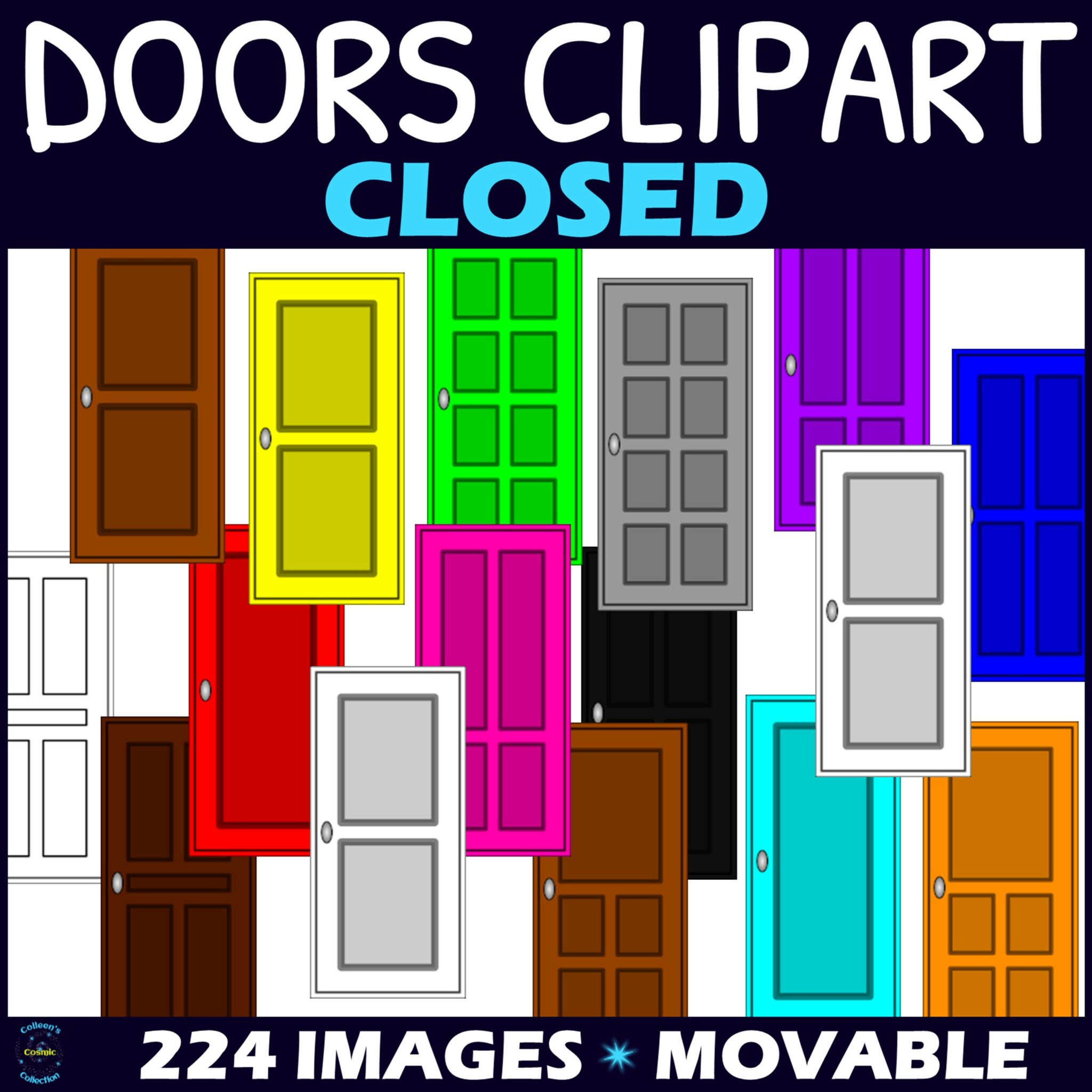 Rainbow Closed Doors Clipart | Made By Teachers