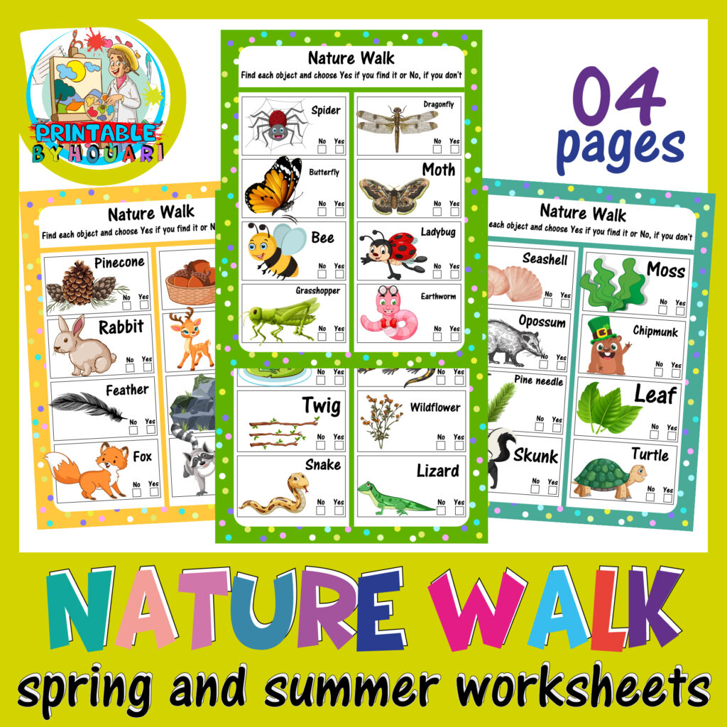 Nature Walk a day in Nature Fall Winter Spring Summer worksheets for ...