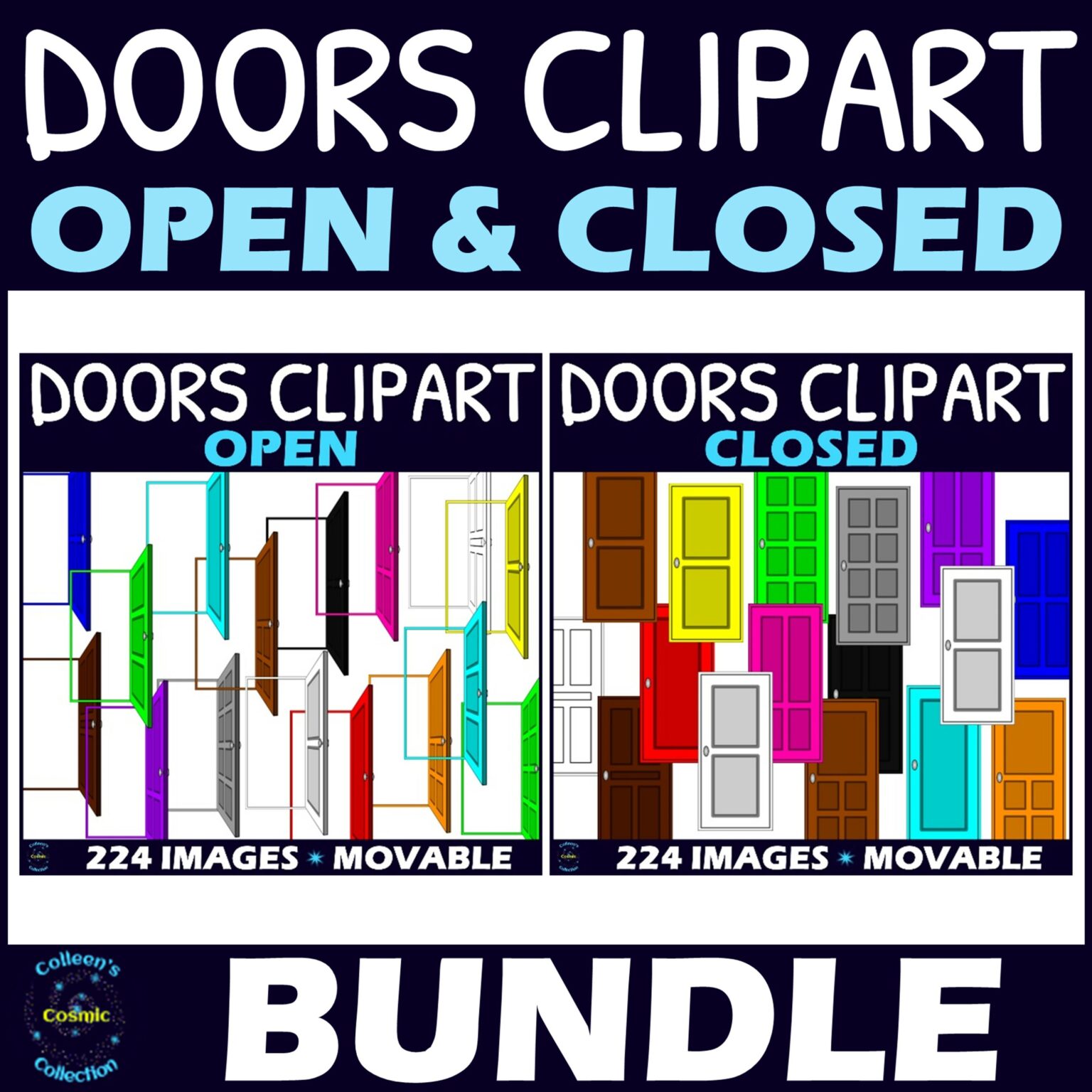 Rainbow Doors Clipart MINI BUNDLE - Open and Closed Doors | Made By ...