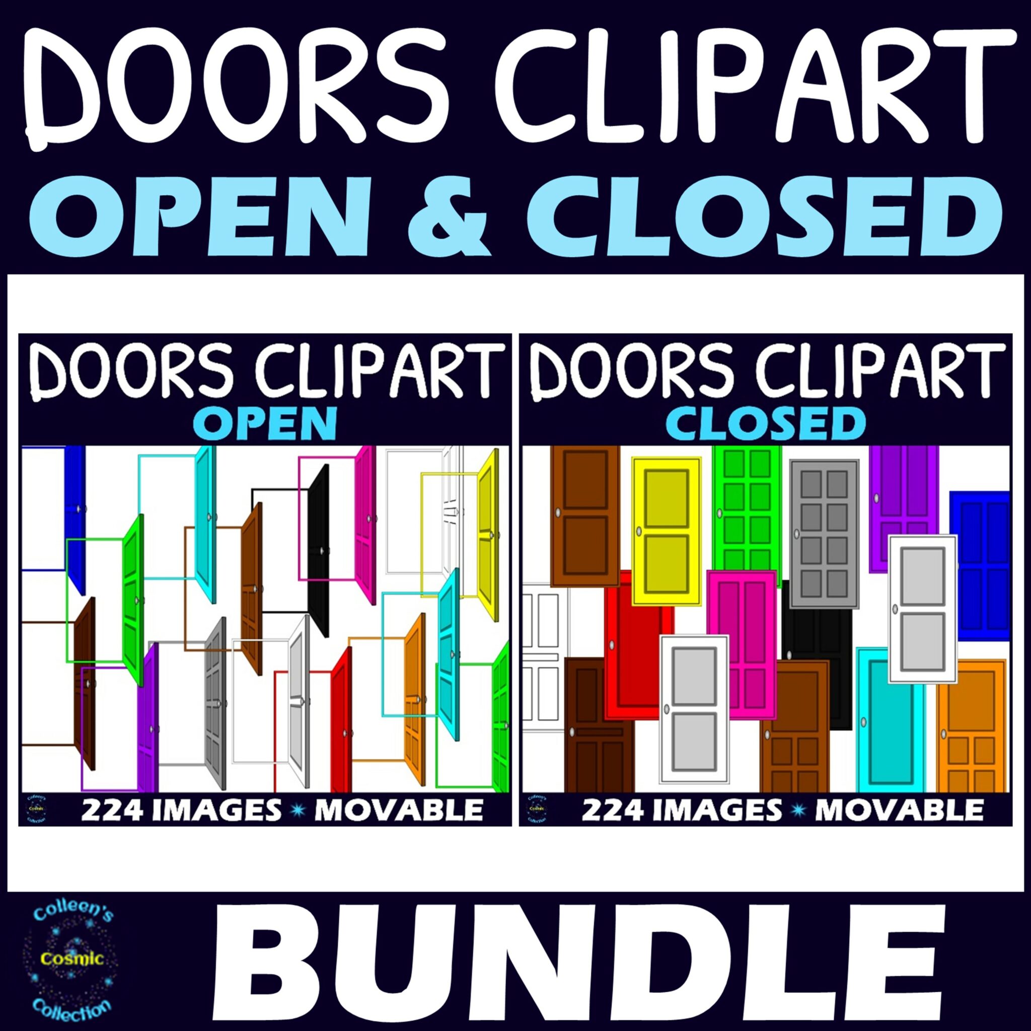 Rainbow Doors Clipart MINI BUNDLE - Open and Closed Doors | Made By ...