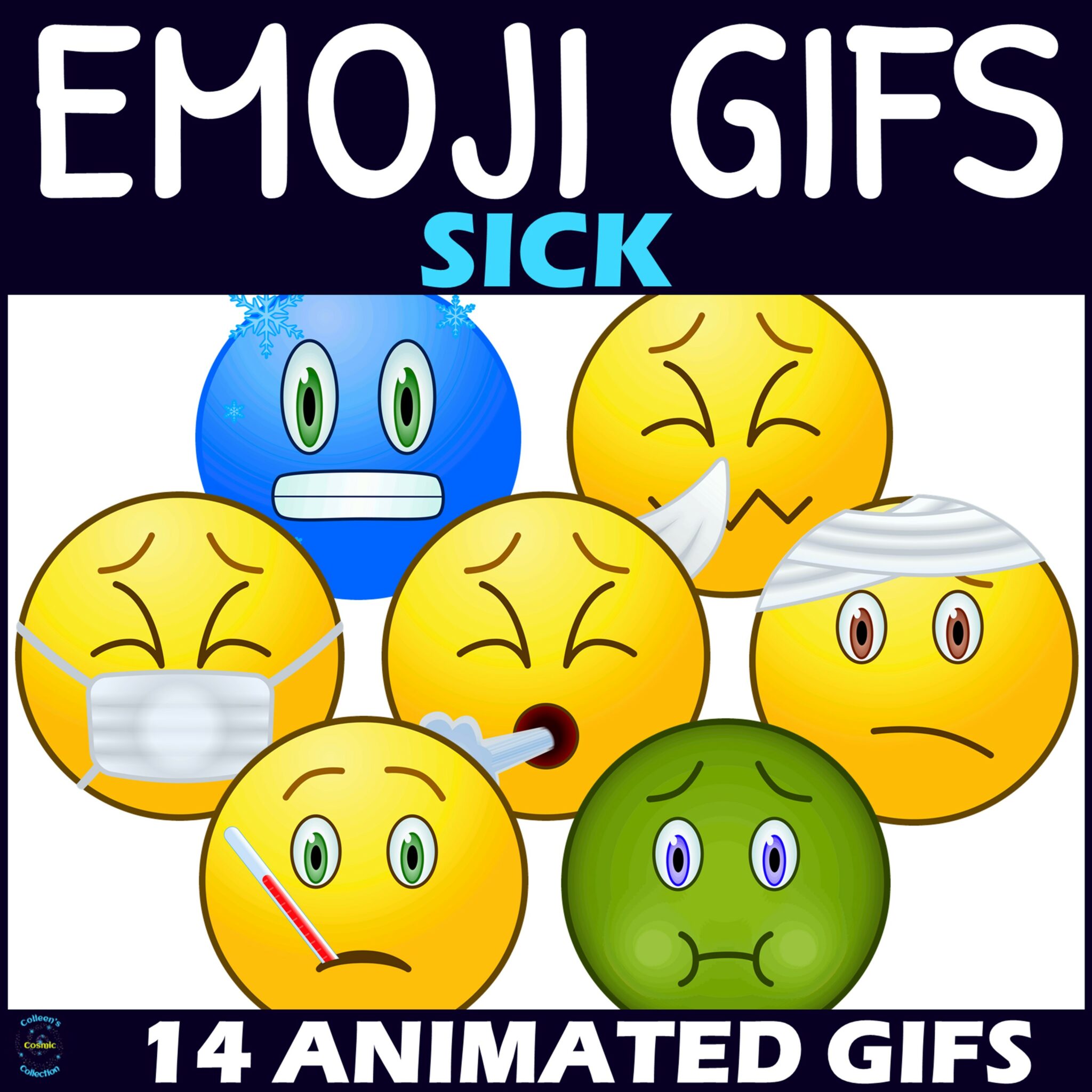 Animated GIF Sick Emoji Clipart Set 1 | Made By Teachers