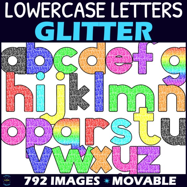 Glitter Lowercase Letters Font Clipart - with Spanish Accents | Made By ...