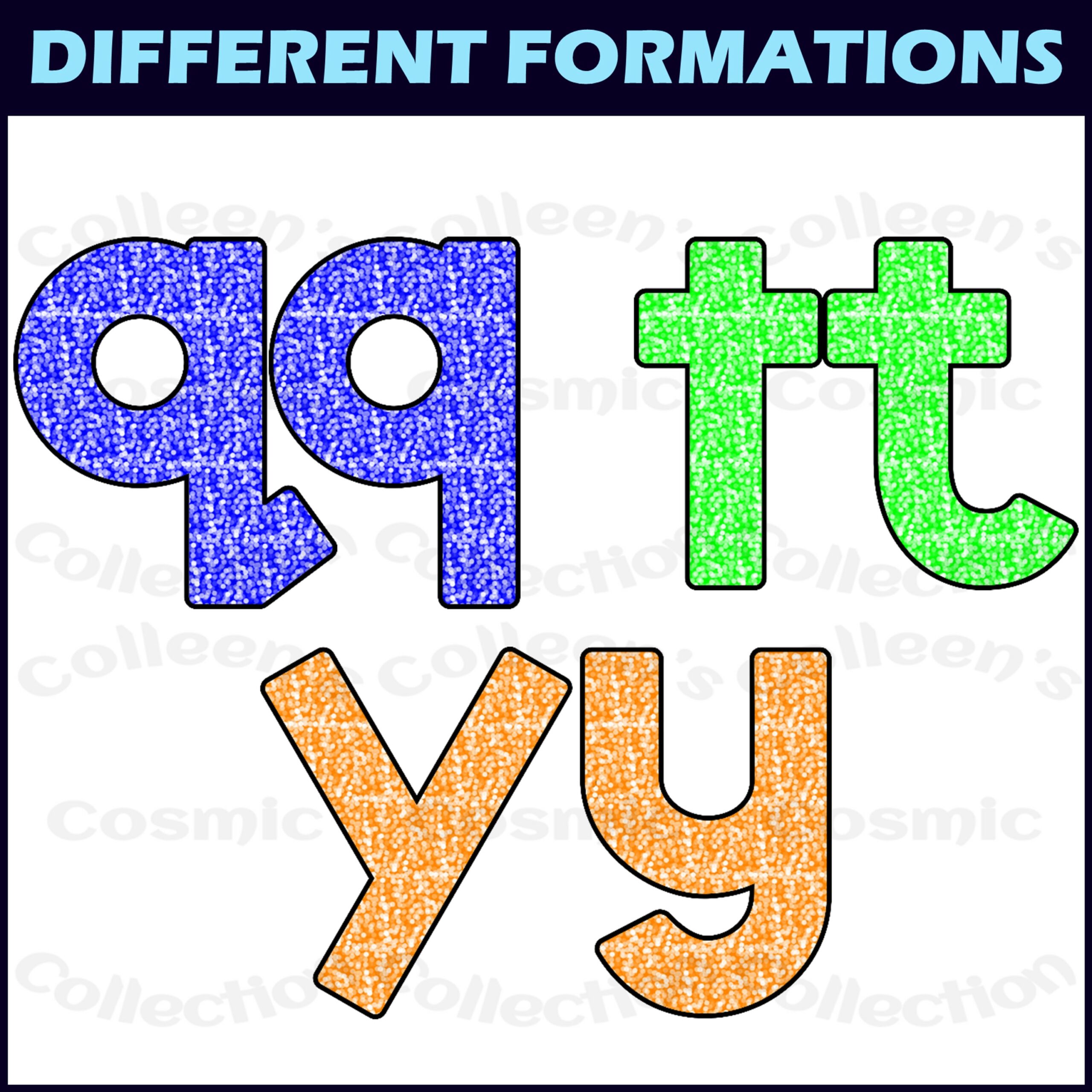 Glitter Lowercase Letters Font Clipart - with Spanish Accents | Made By ...