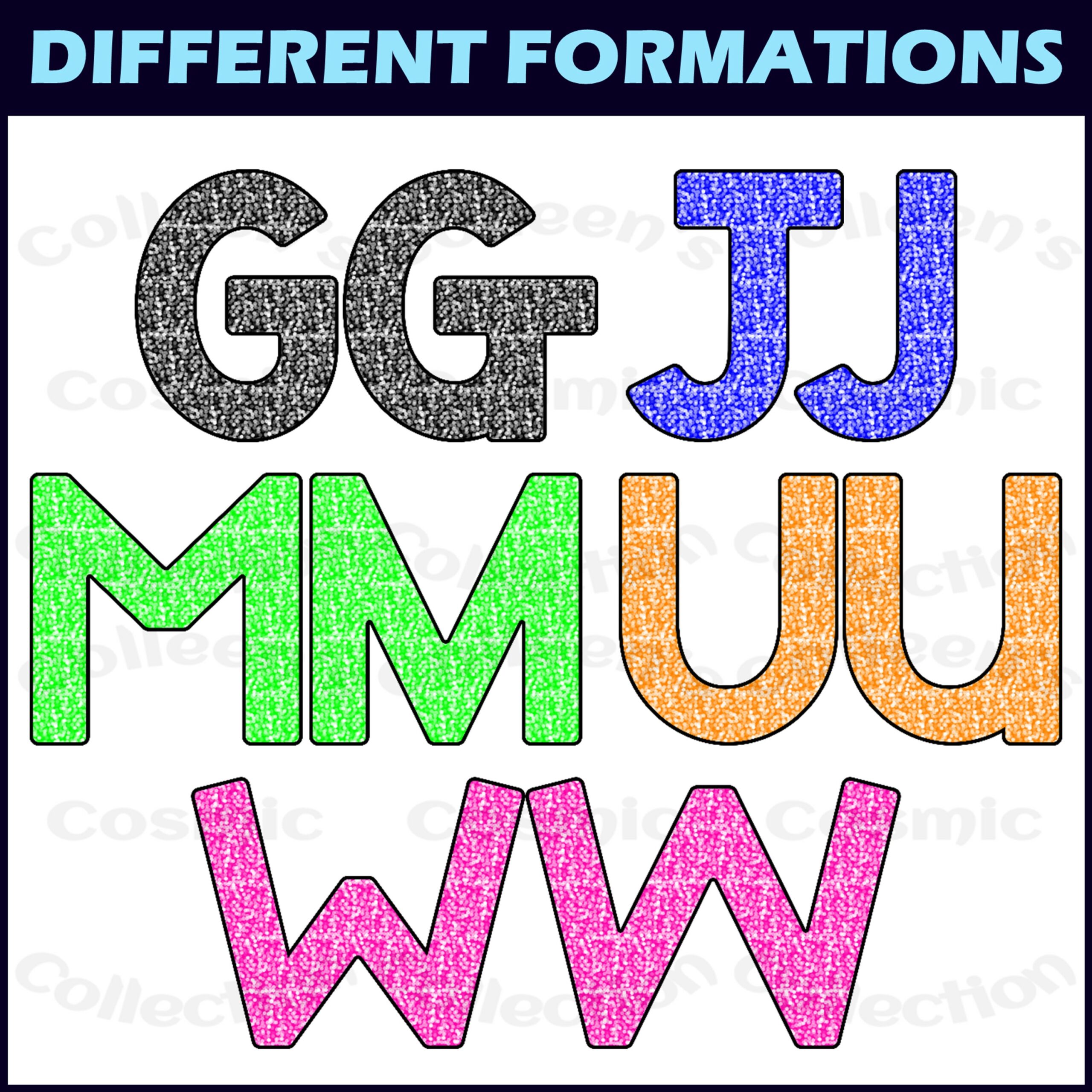 Glitter Uppercase Letters Font Clipart - with Spanish Accents | Made By ...