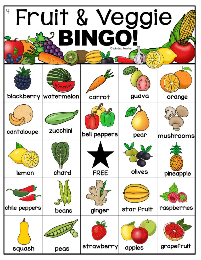 Fruit and Vegetable BINGO - Made By Teachers