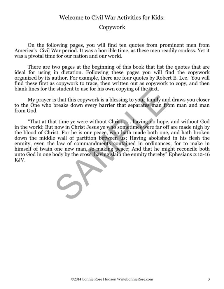 Civil War Activities for Kids: Cursive Copywork | Made By Teachers