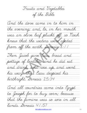 Fruits and Vegetables of the Bible Cursive Copywork | Made By Teachers