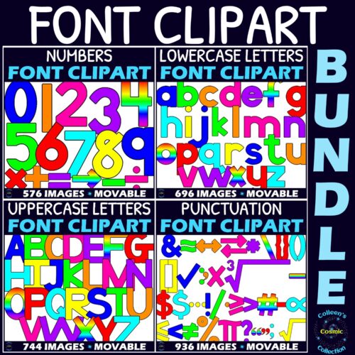 Alphabet and Numbers Font Clipart BUNDLE | Made By Teachers