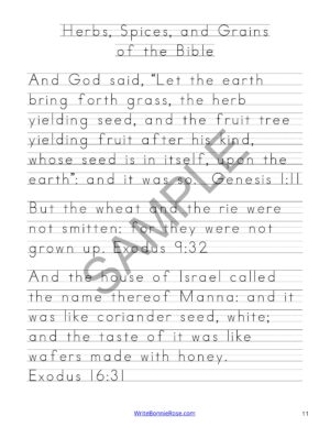 Herbs, Spices & Grains of the Bible Print Copywork | Made By Teachers
