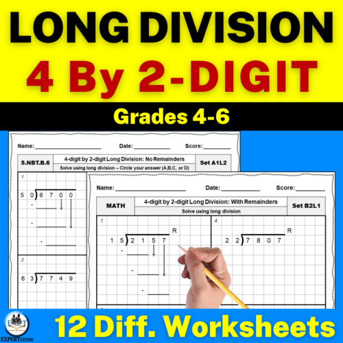 2 Digit Divisors Long Division Worksheets Bundle | Made By Teachers