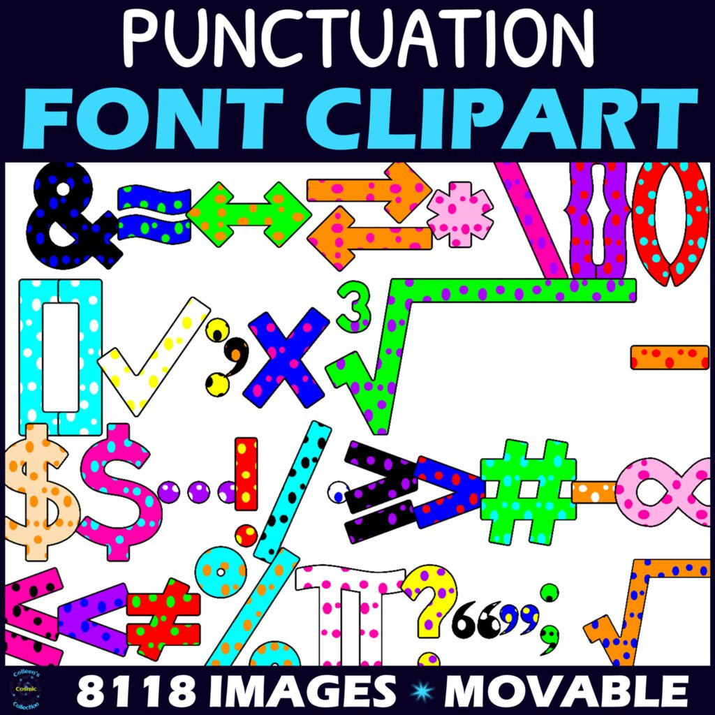 Spotted Punctuation Font Clipart - with Spanish Accents | Made By Teachers