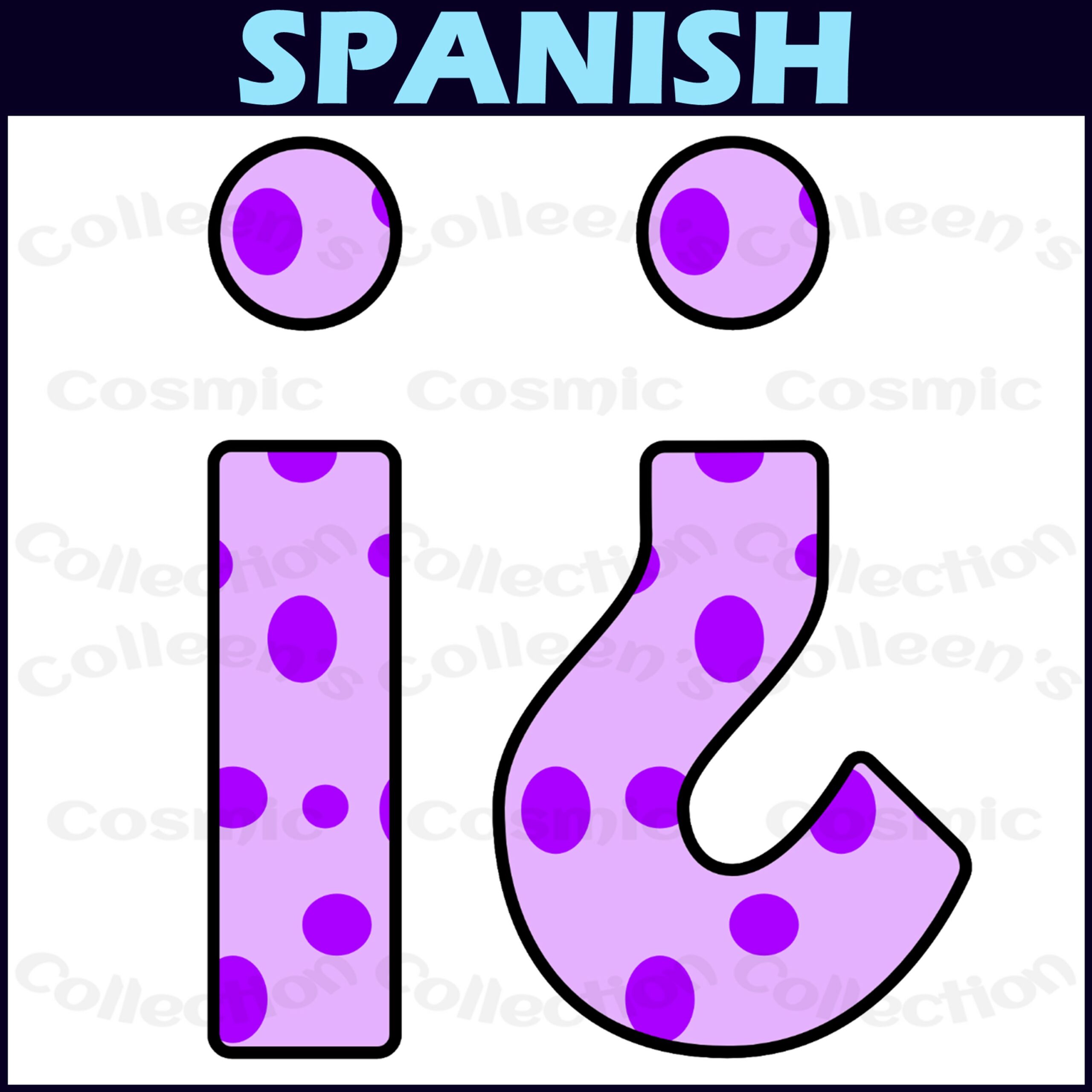 Spotted Punctuation Font Clipart - with Spanish Accents | Made By Teachers