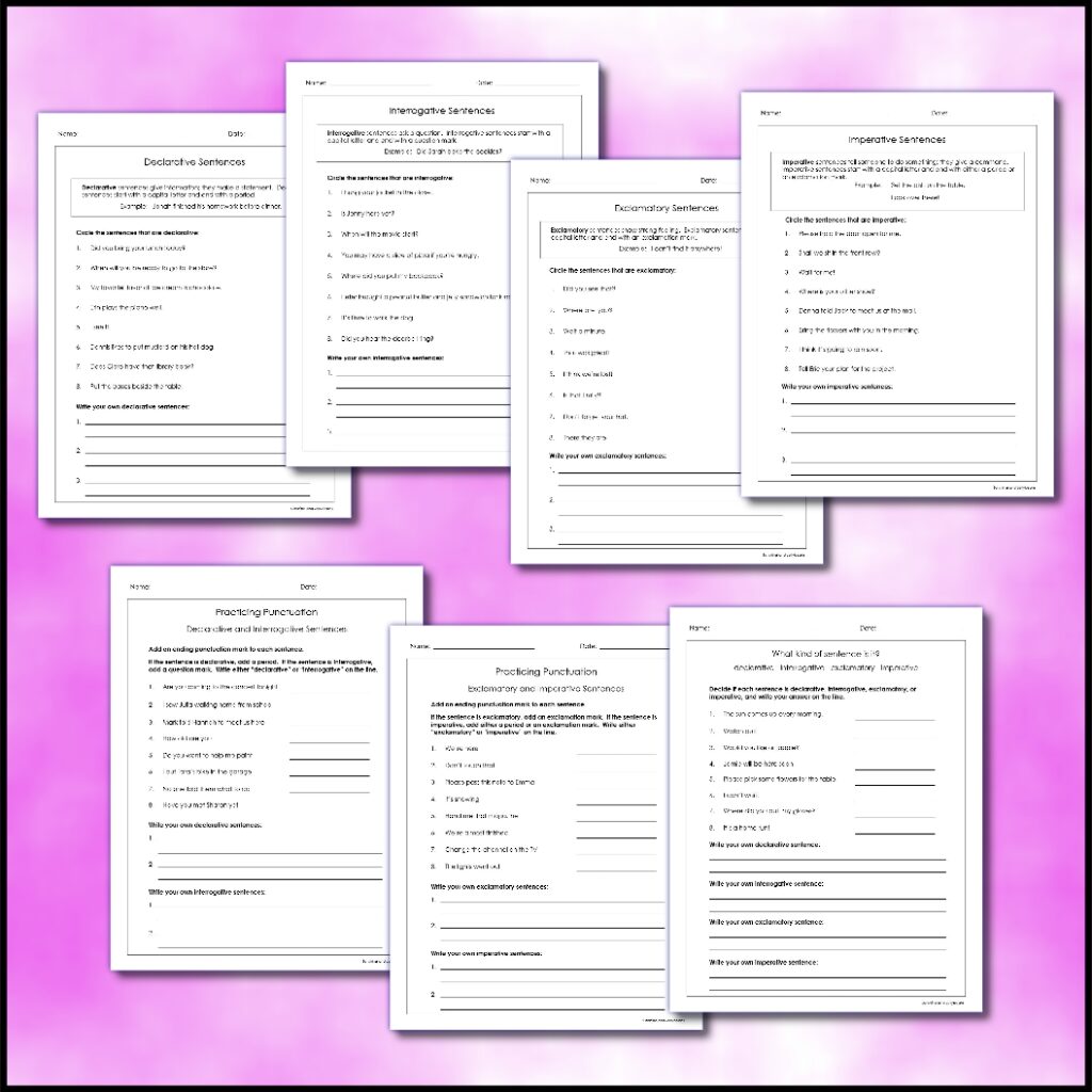 Sentences - Declarative, Interrogative, Exclamatory, Imperative - Grade ...