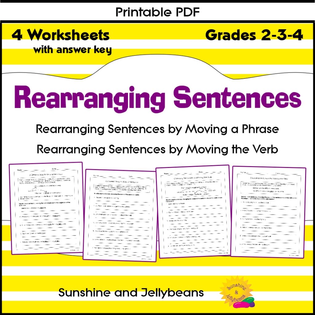Rearranging Sentences by Moving a Phrase or Verb - Grades 2-3-4 | Made ...