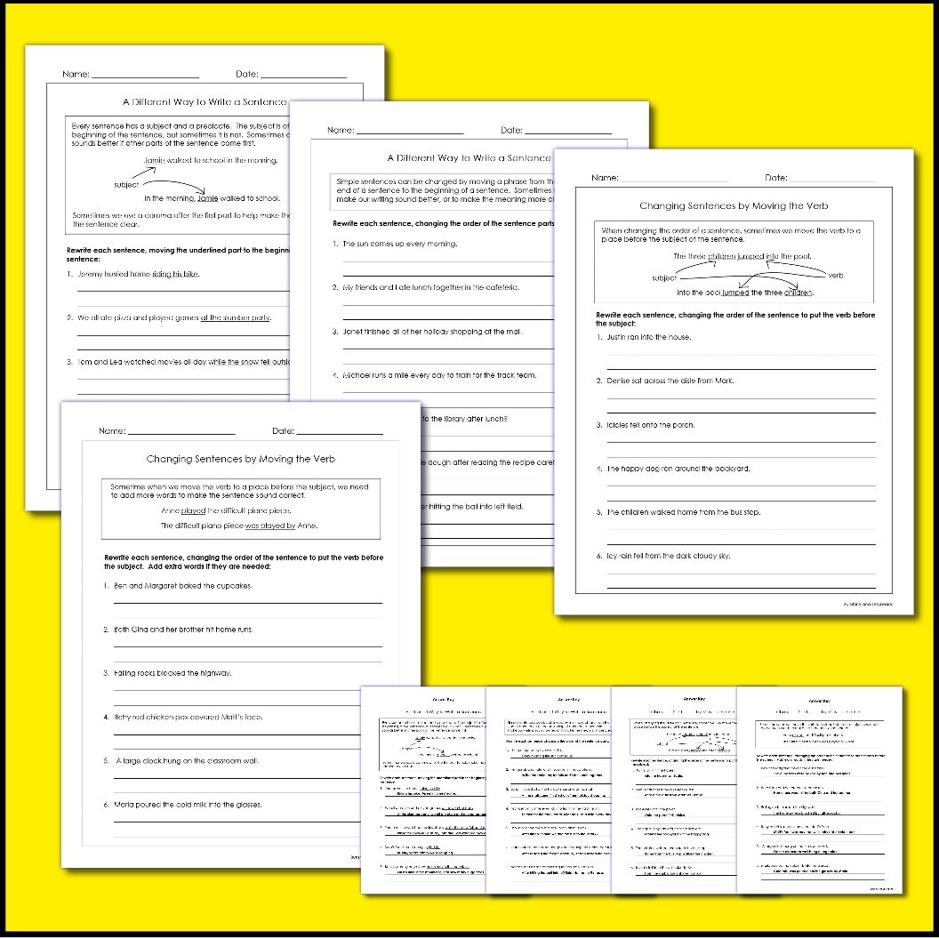 Rearranging Sentences by Moving a Phrase or Verb - Grades 2-3-4 | Made ...