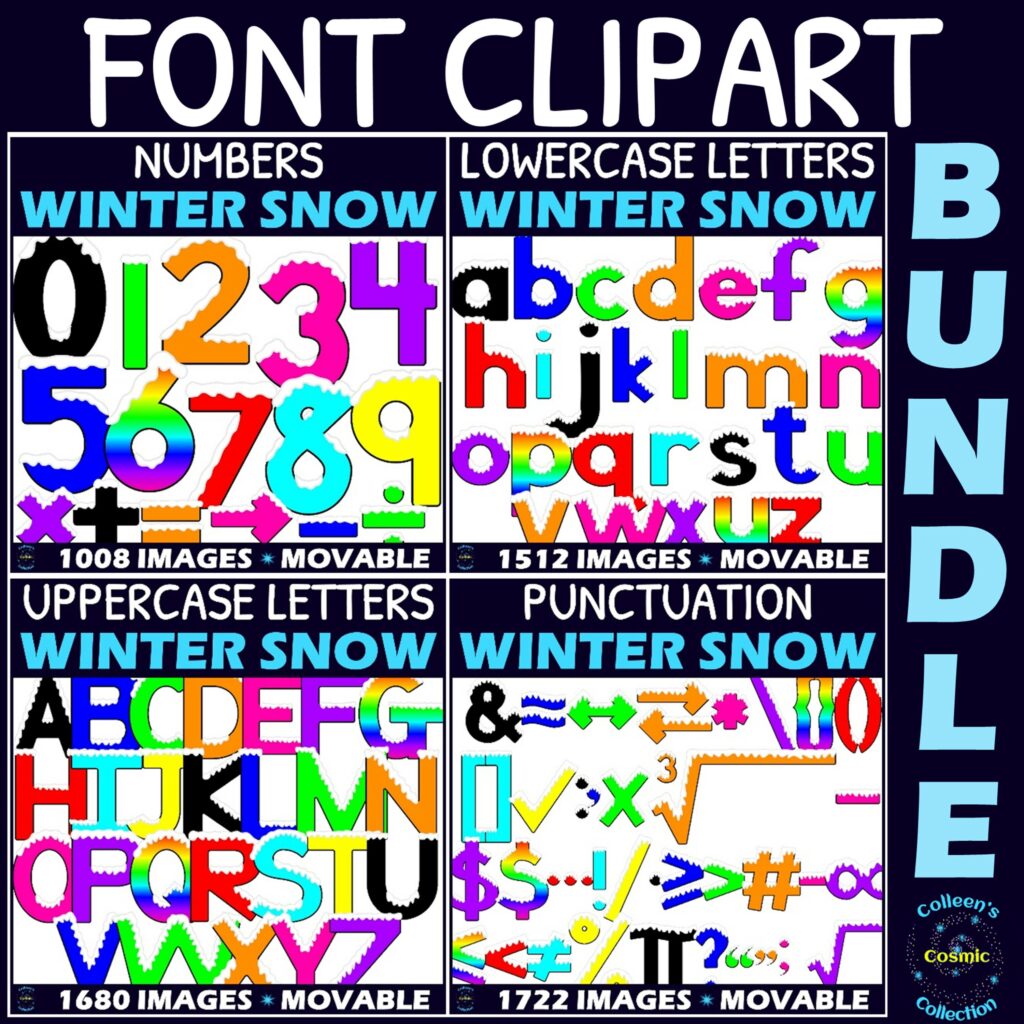 Snow Covered Winter Font Clipart BUNDLE | Made By Teachers